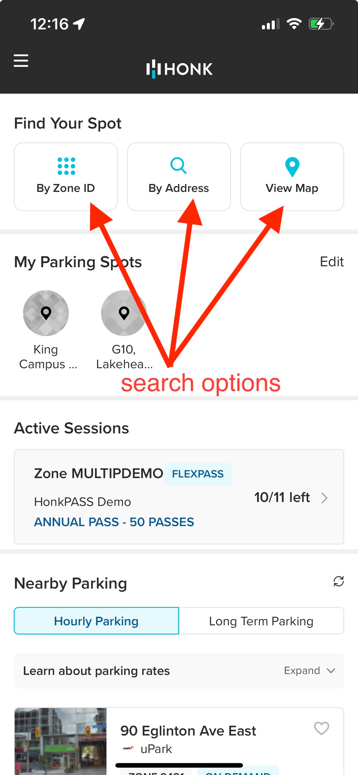 How to Search for Parking Locations or Zones in the HONK App – HONK